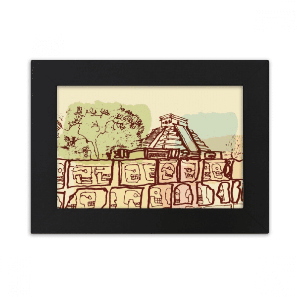 Chichen Itza Mexico Ancient Civilization Drawing Desktop Photo Frame ...