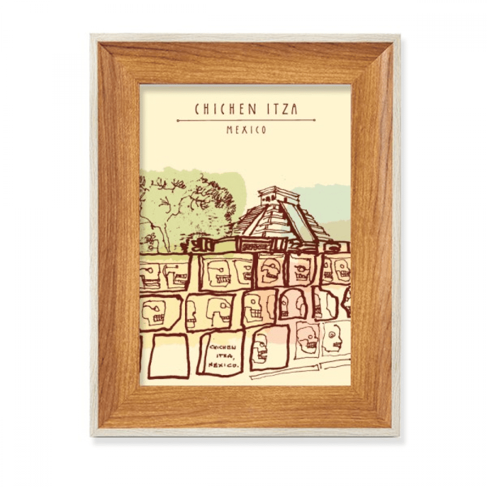 Chichen Itza Mexico Ancient Civilization Drawing Desktop Wooden Photo ...