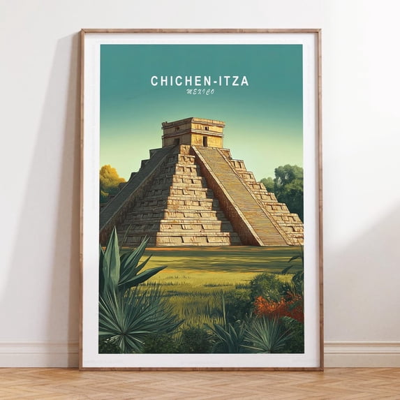 Chichen Itza Mexico Historic Landmark Travel Print, Unframed Paper ...