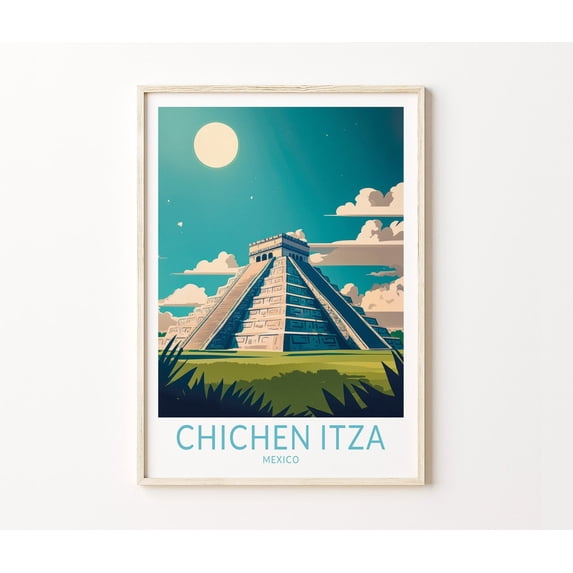 Chichen Itza Mexico Travel Ancient Landmark Wall Art, Unframed Canvas ...