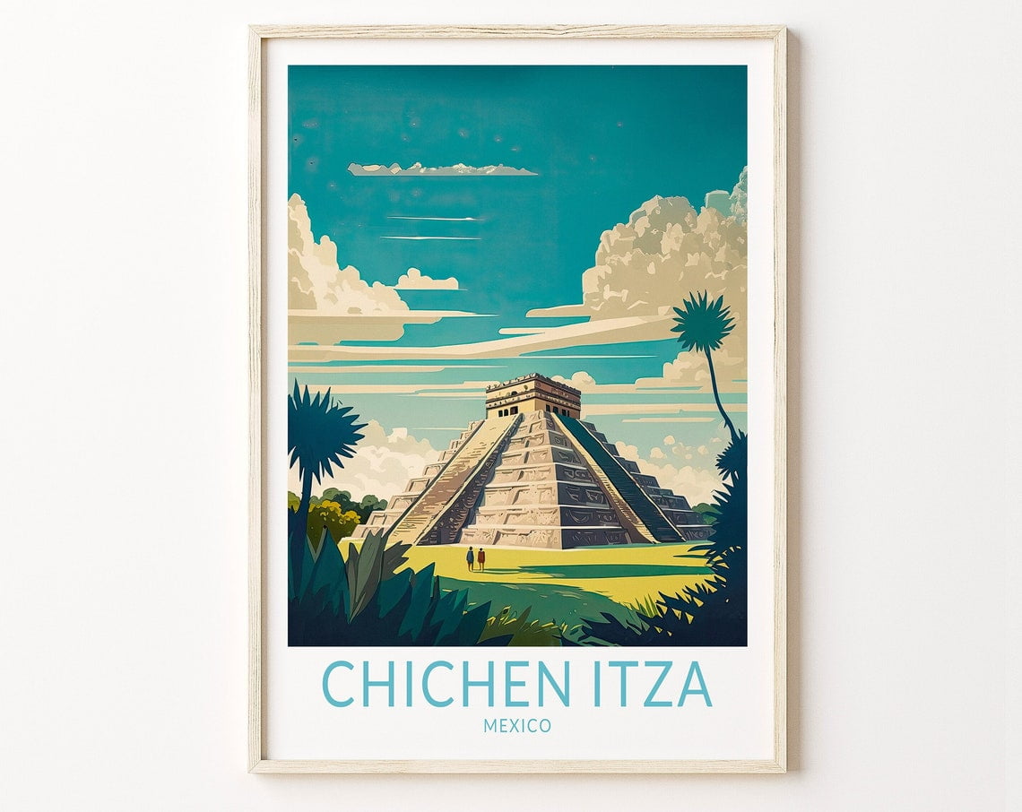 Chichen Itza Mexico Travel Poster, Chichen Itza Travel Wall Poster ...