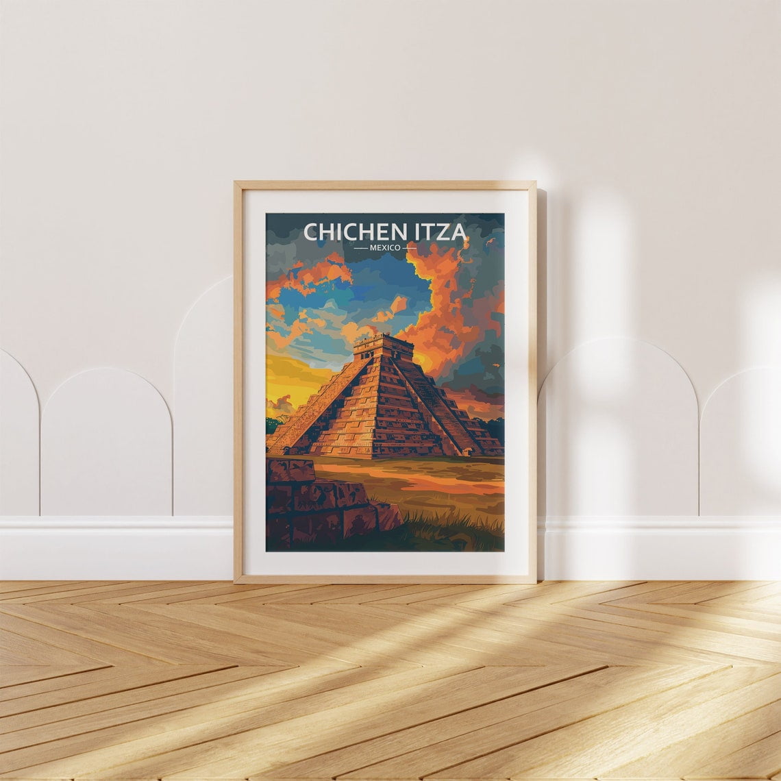 Chichen Itza Poster Mexico Scenic Historic Wall Art Decor, Unframed ...