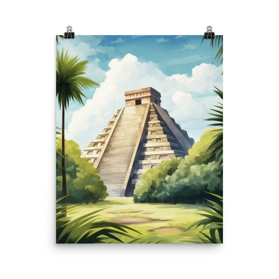 Chichen Itza Print, Mayan Pyramid Wall Art, Mexico Landmark Yucatan ...