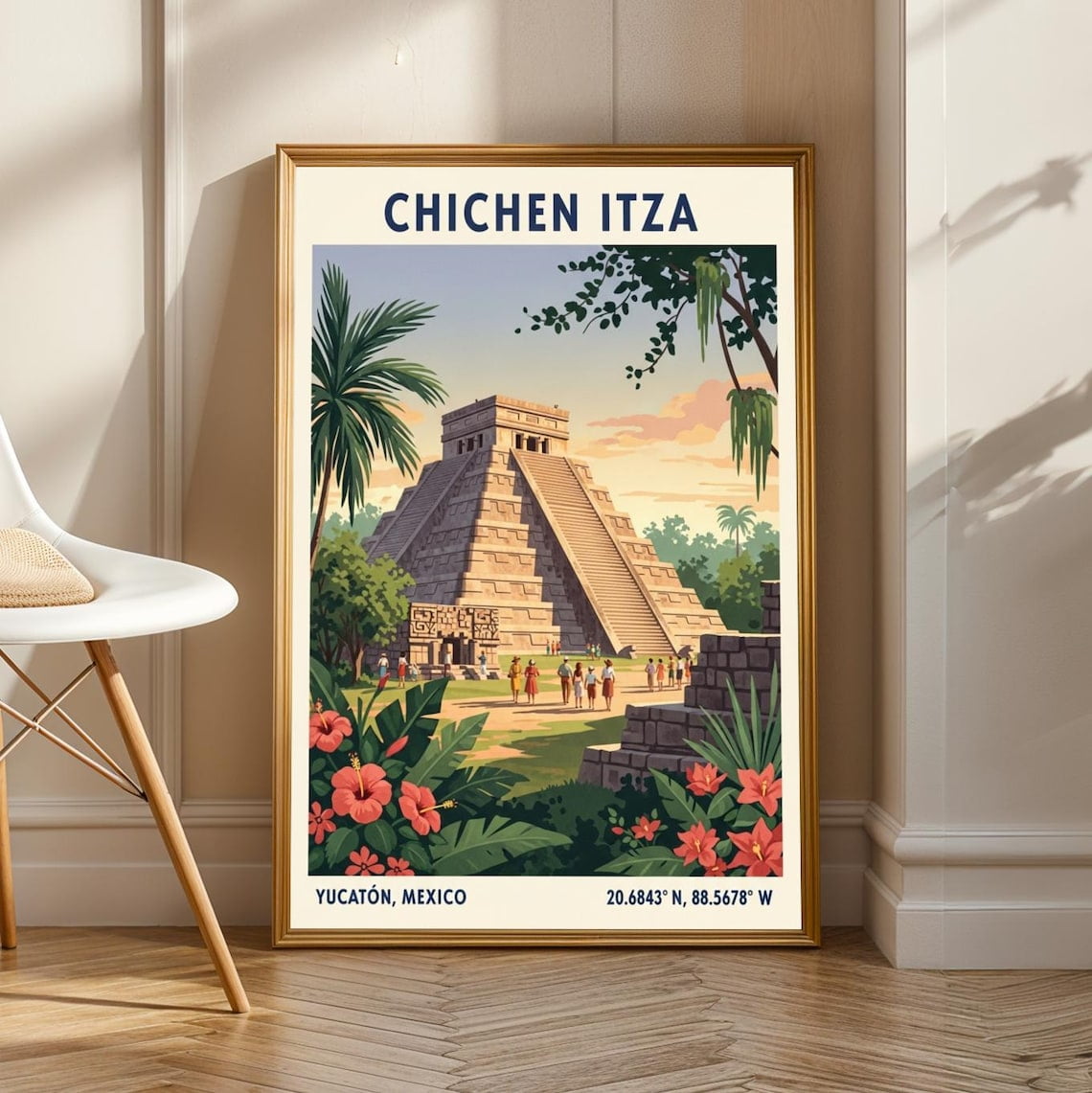 Chichen Itza Pyramid Print: Vintage Mexican Travel Poster, Unframed ...