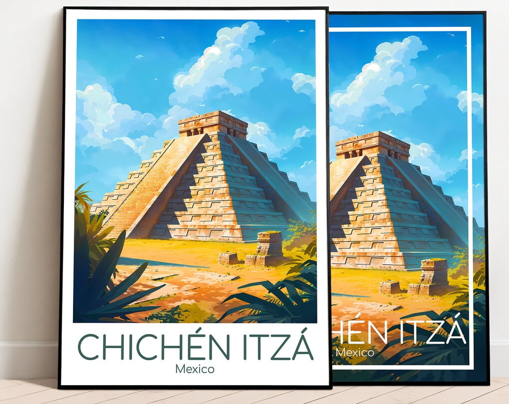 Chichen Itza Travel Poster Chichen Itza Poster Wall Art Mexico Vintage ...