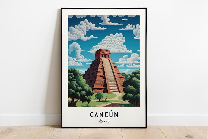 Chichen Itza Travel Print - Mexico Poster, Chichen Itza Wall Art ...