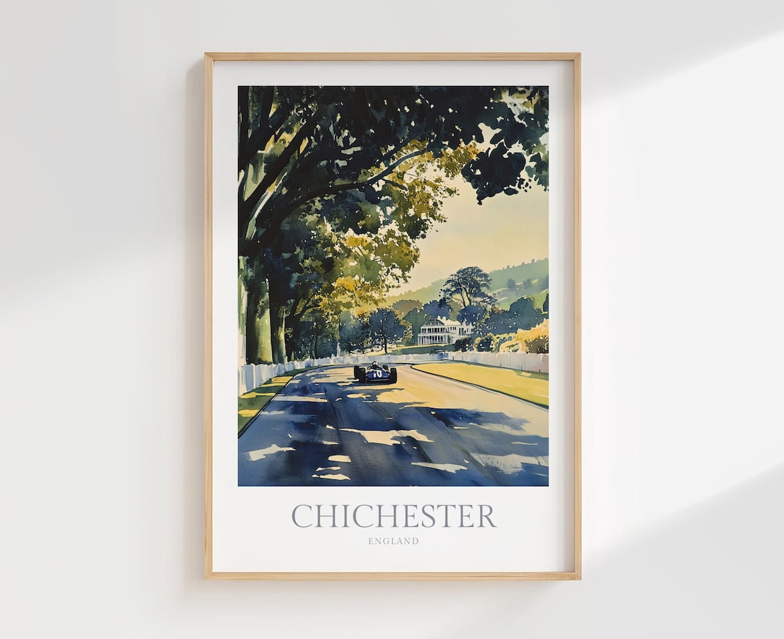 Chichester England Poster Goodwood Circuit Wall Art Retro Poster ...