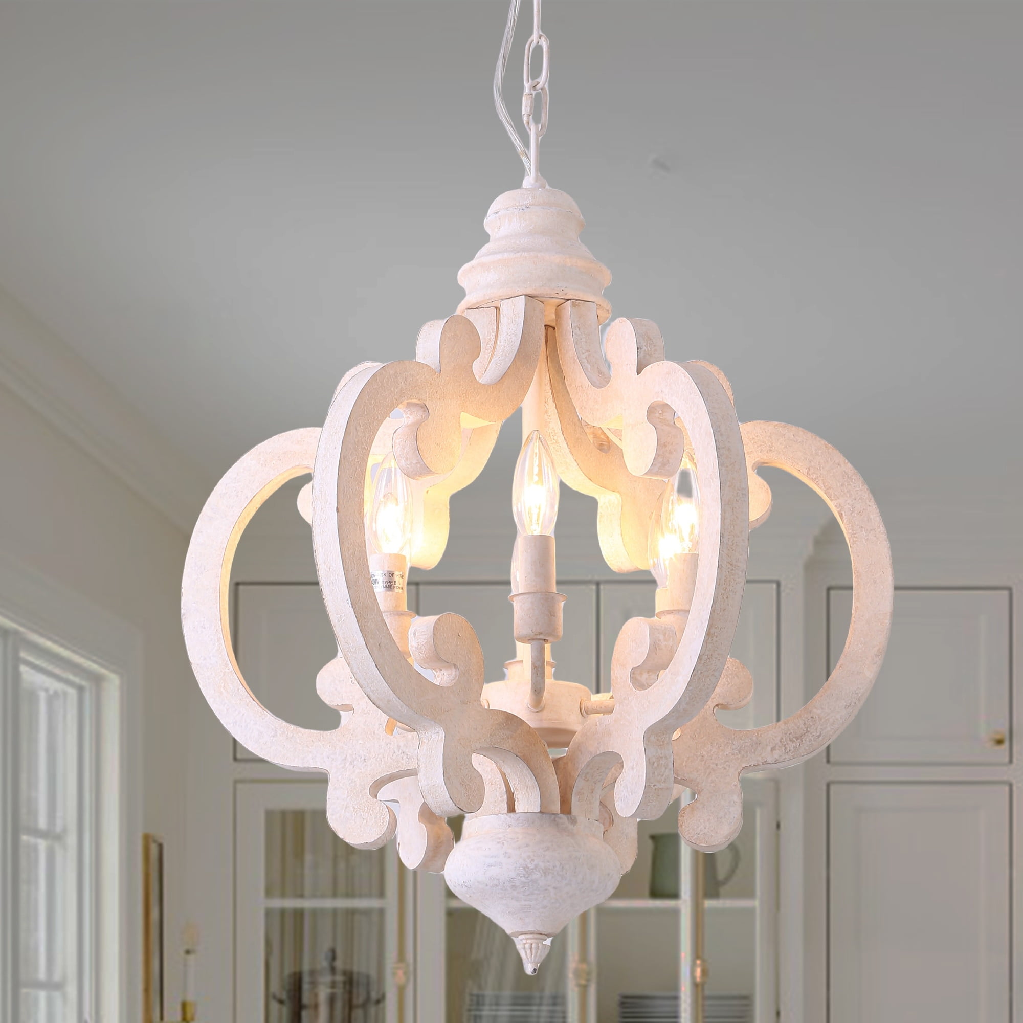 Chichoice Farmhouse 6-Light Wood Chandelier Rustic Rustic Orb ...