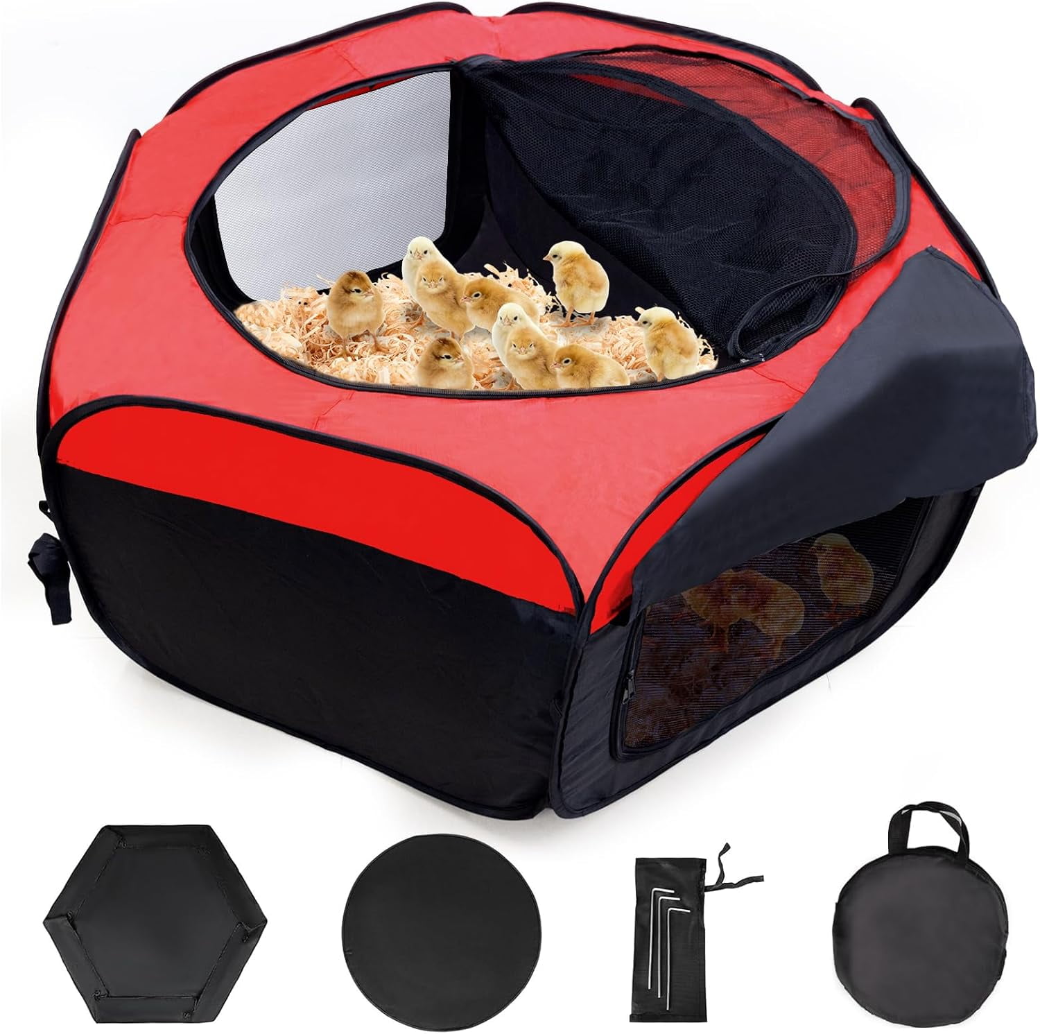 Chick Brooder Box-Chicken Brooder Playpen/Tent with Dual Door, Pop-Up ...