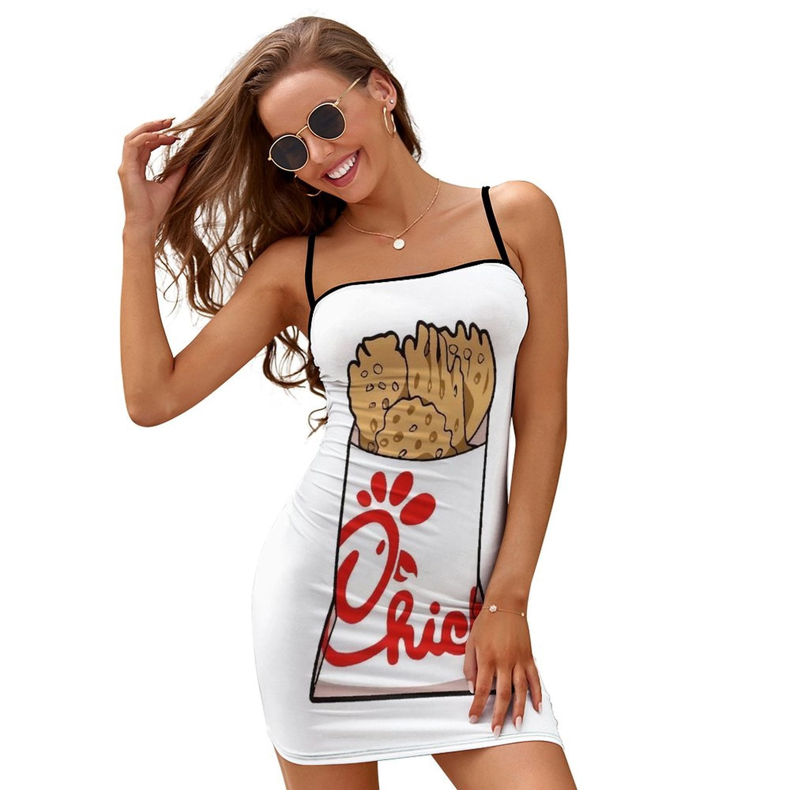 Chick Fa La Women's Sleeveless Spaghetti Strap Mini Short Dress Swing ...