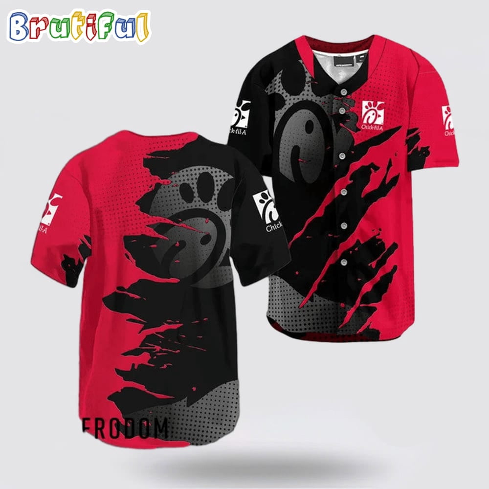 Chick Fil A Metal Crack Pattern Baseball Jersey Sunny Shirt - Walmart.com