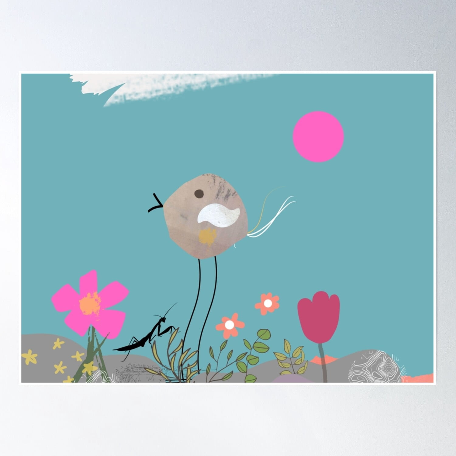 Chick In The Garden. Children'S Design. Poster Wall Art Modern Wall ...