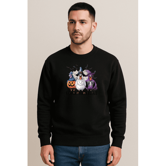 Chick Or Treat Funny Halloween Cartoon Quote Casual Graphic Sweatshirt ...