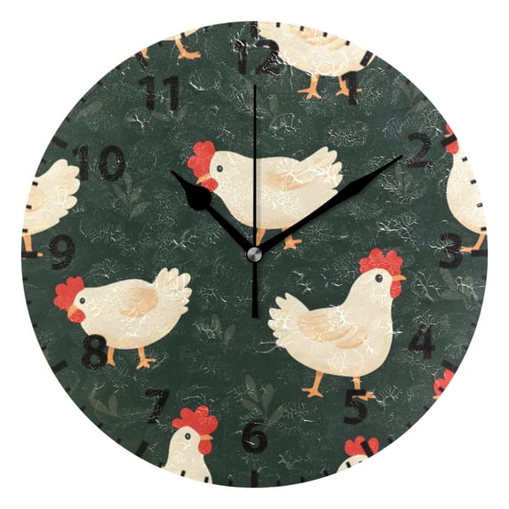 Chick Pattern Wall Clock 10in Round Artistic Oil Painting Home Decor ...
