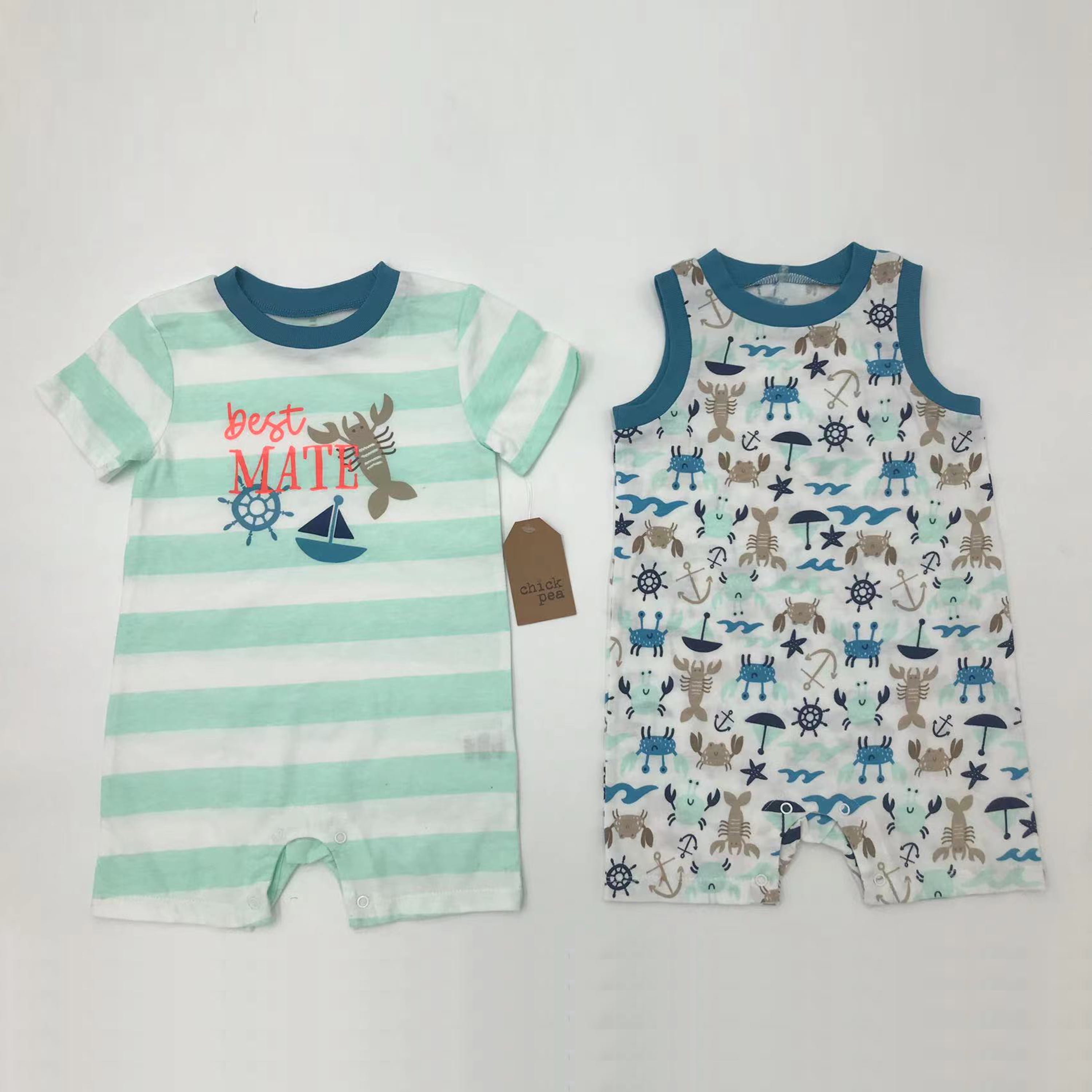 Chick Pea Baby Boy 2 Pk Rompers, Sizes Newborn-9 Months - Walmart.com