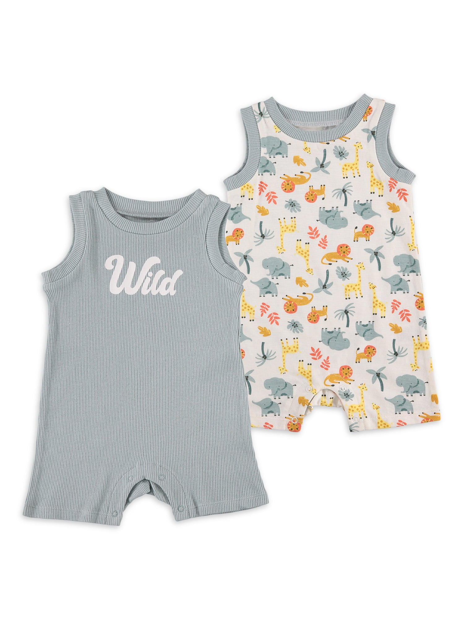 Chick Pea Baby Boy 2 Pk Rompers, Sizes Newborn-9 Months - Walmart.com