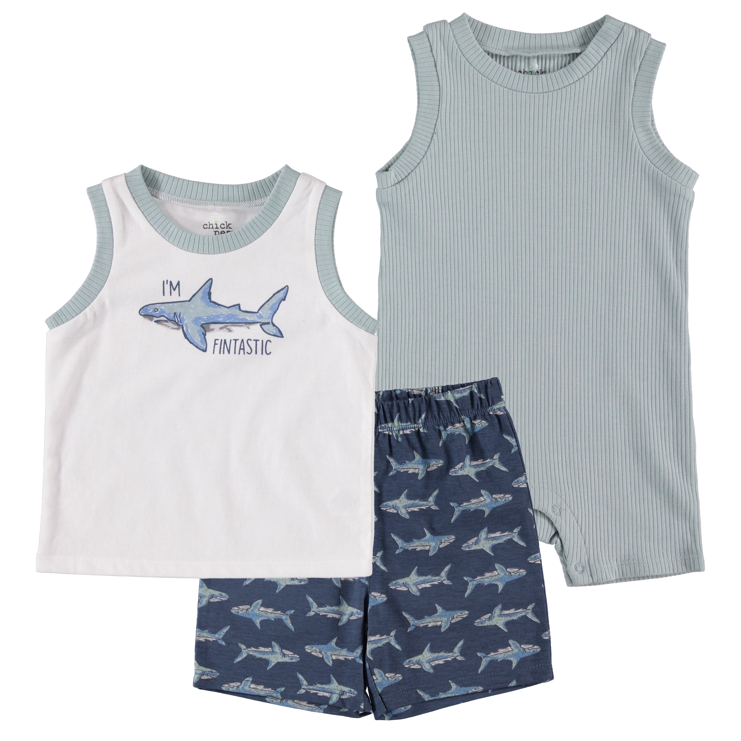 Chick Pea Newborn & Toddler Boy 3 PC Short Set, Sizes Up to 24 Months ...