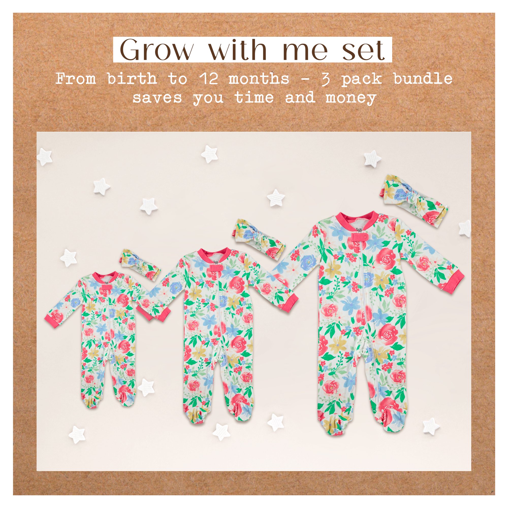 Chick Pea Baby Girl 6-Piece Bundle of 2 PC Footed Coverall Sets with ...