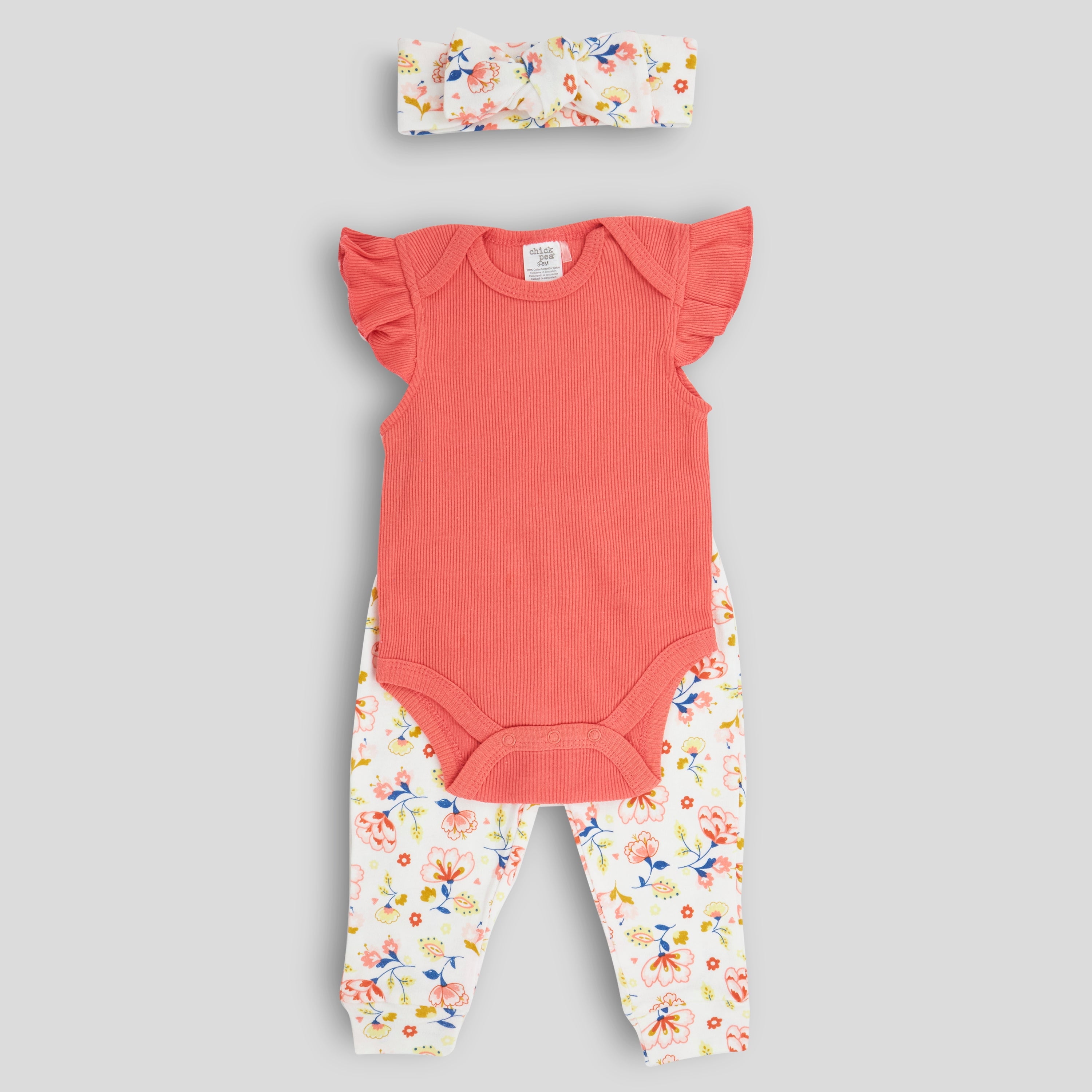 Chick Pea Baby Girl Gorgeous Newborn Gift Set Floral -3 PC Footed Pant ...