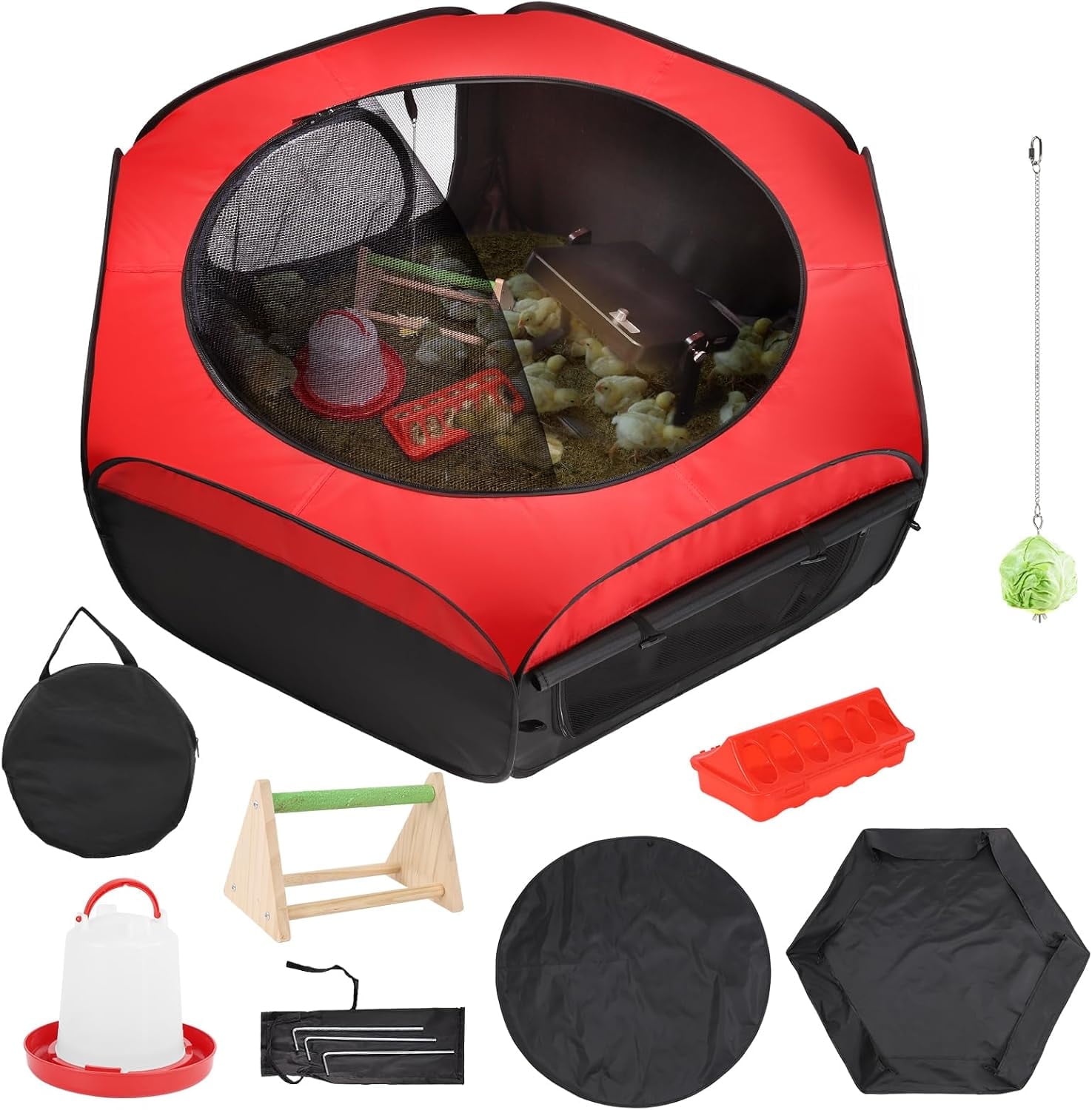 Chick Starter Kit with Chicken Playpen Brooder Box with Tent Waterer ...