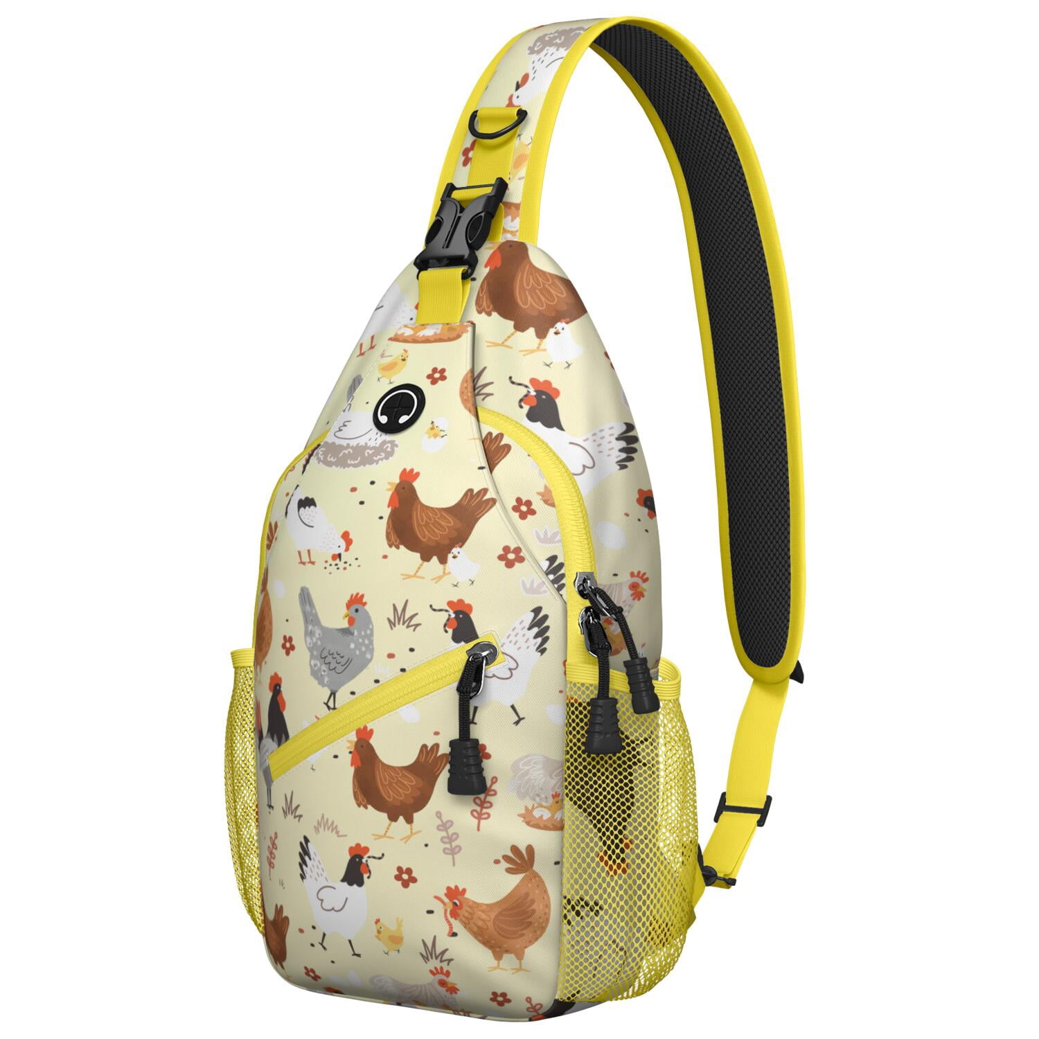 Chick-Themed Sling Bag - Farm-Themed Cute Backpack with Mesh Pockets ...