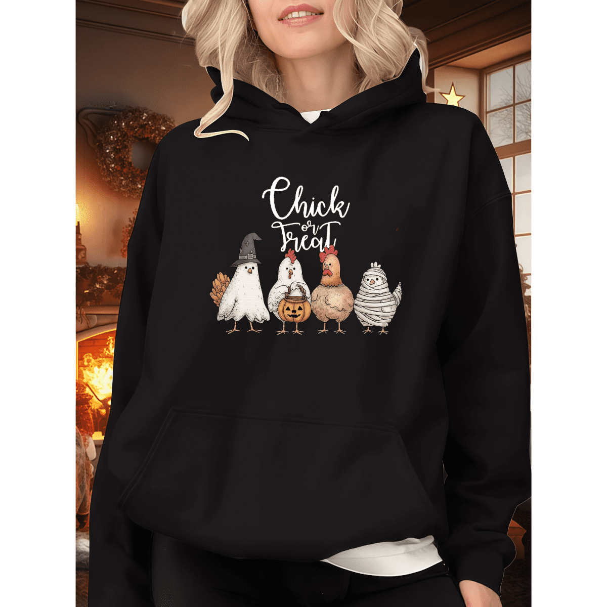 Chick or Treat Halloween Hoodie Pun - Filled Fun with Witch, Pumpkin ...