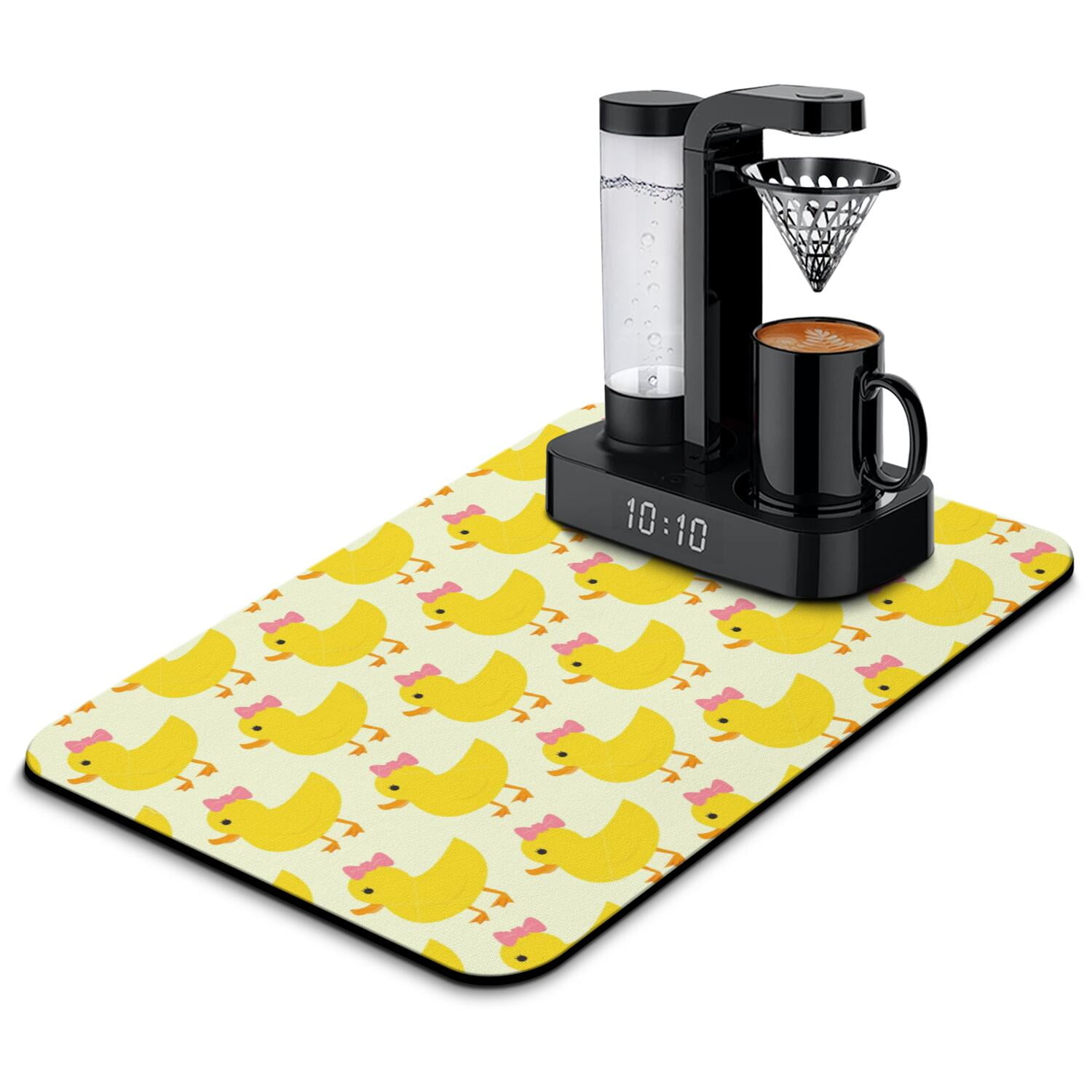 Chick and Egg Coffee Bar Mat - Rustic Absorbent Counter Protector with ...