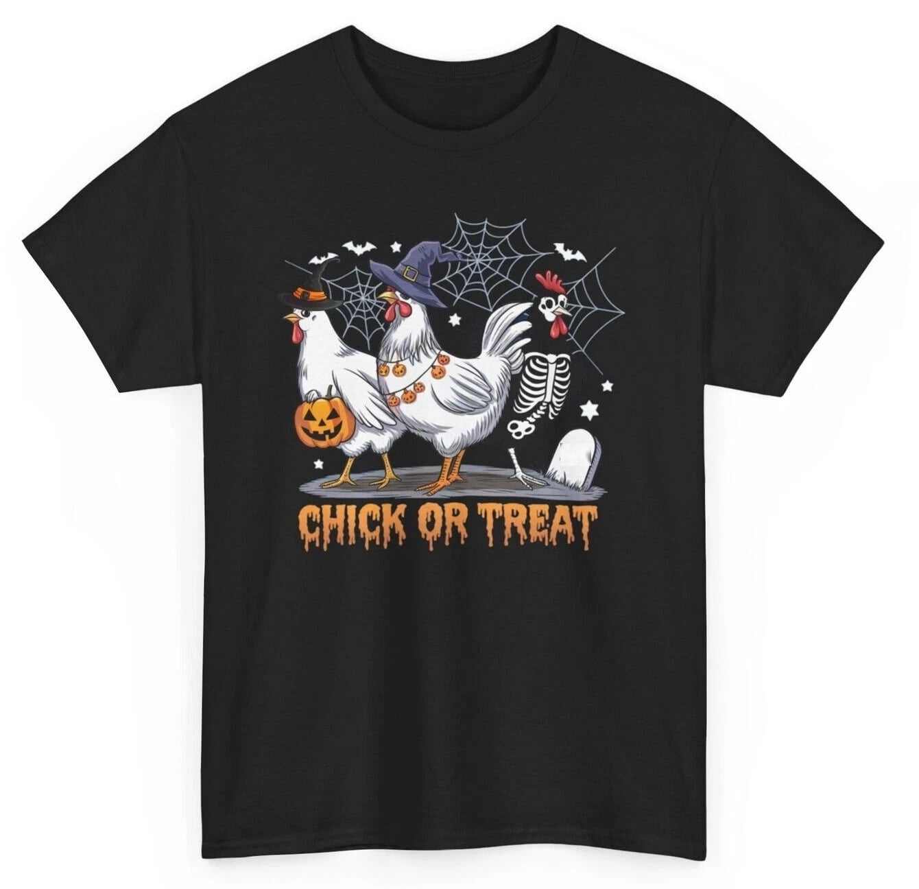 Chick or Treat Chicken Halloween T-Shirt – Funny Farm Spooky Season ...