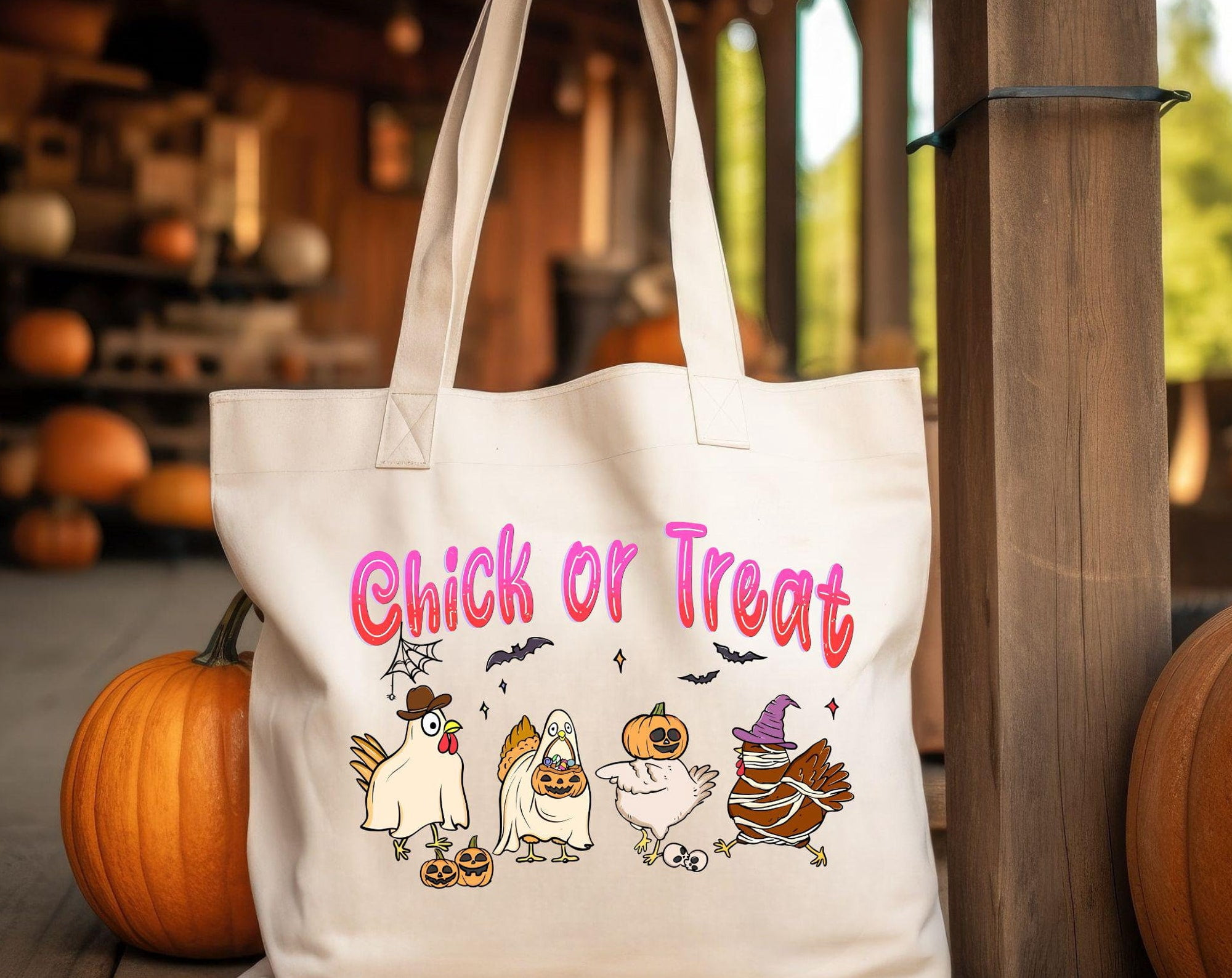 Chick or Treat Halloween Bag, Halloween Funny Tote Bag, Trick Or Treat ...