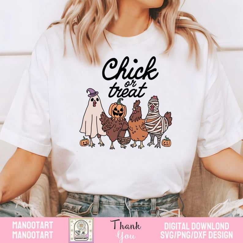 Chick or Treat T-shirtHalloween Chicken,Ghost Chickens,Farm Animal ...