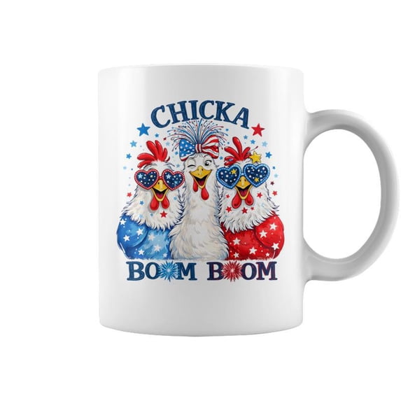 Chicka Boom Boom 4Th Of July Patriotic Chicken Independence Coffee Mugs ...