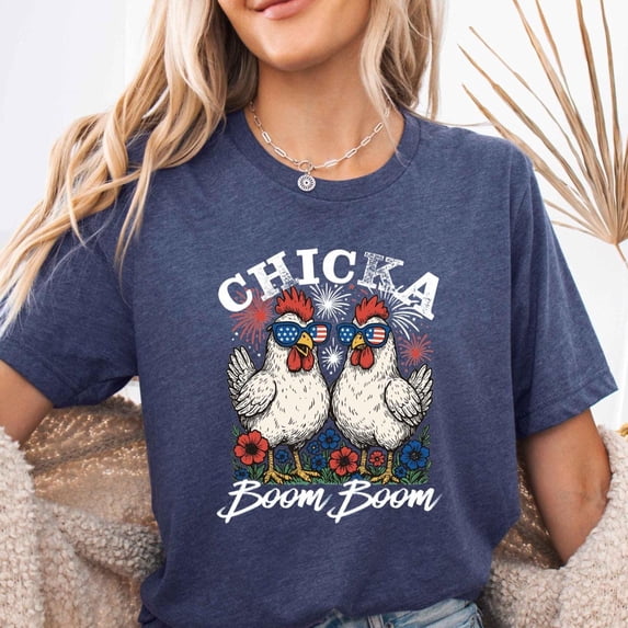 Chicka Boom Boom 4th Of July Chicken ShirtPatriotic Chicken Lover ...