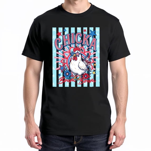 Chicka Boom Boom 4th of July Retro Farm Vibes T-Shirt - Red, White ...