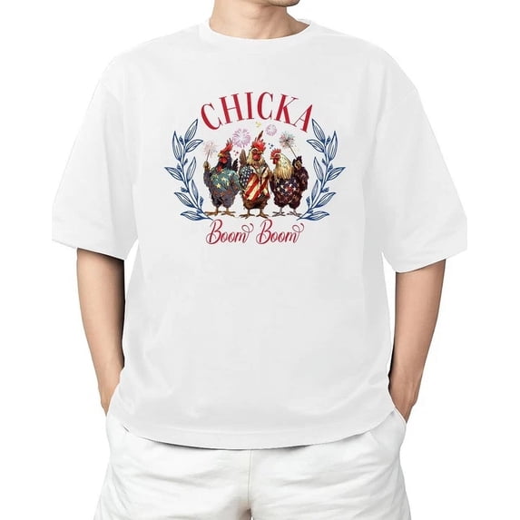 Chicka Boom Boom Cute Chicken Retro 4Th Of July America T-Shirt ...