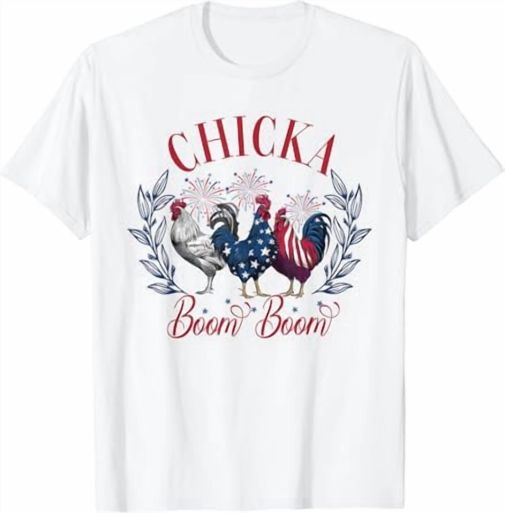 Chicka Boom Boom Cute Chicken Retro 4th of July America T-Shirt Unisex ...