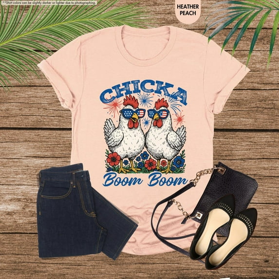 Chicka Boom Boom Shirt, Patriotic Chicken Tee, 4th of July Humor Shirt ...