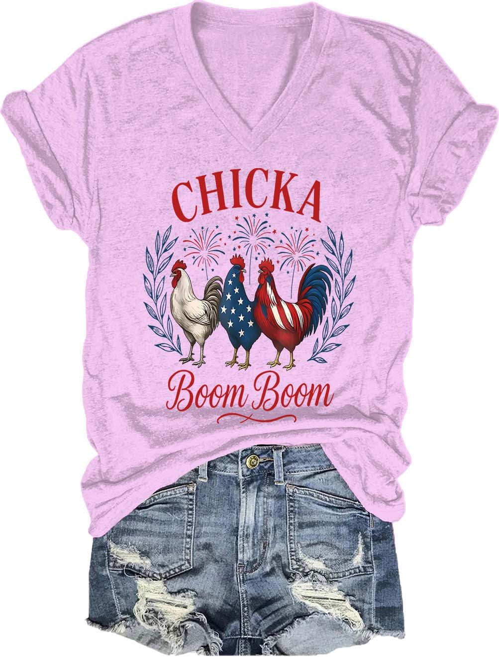 Chicka Boom Boom T-Shirt, Cute Chicken Retro 4th Of July Shirt, Chicka ...