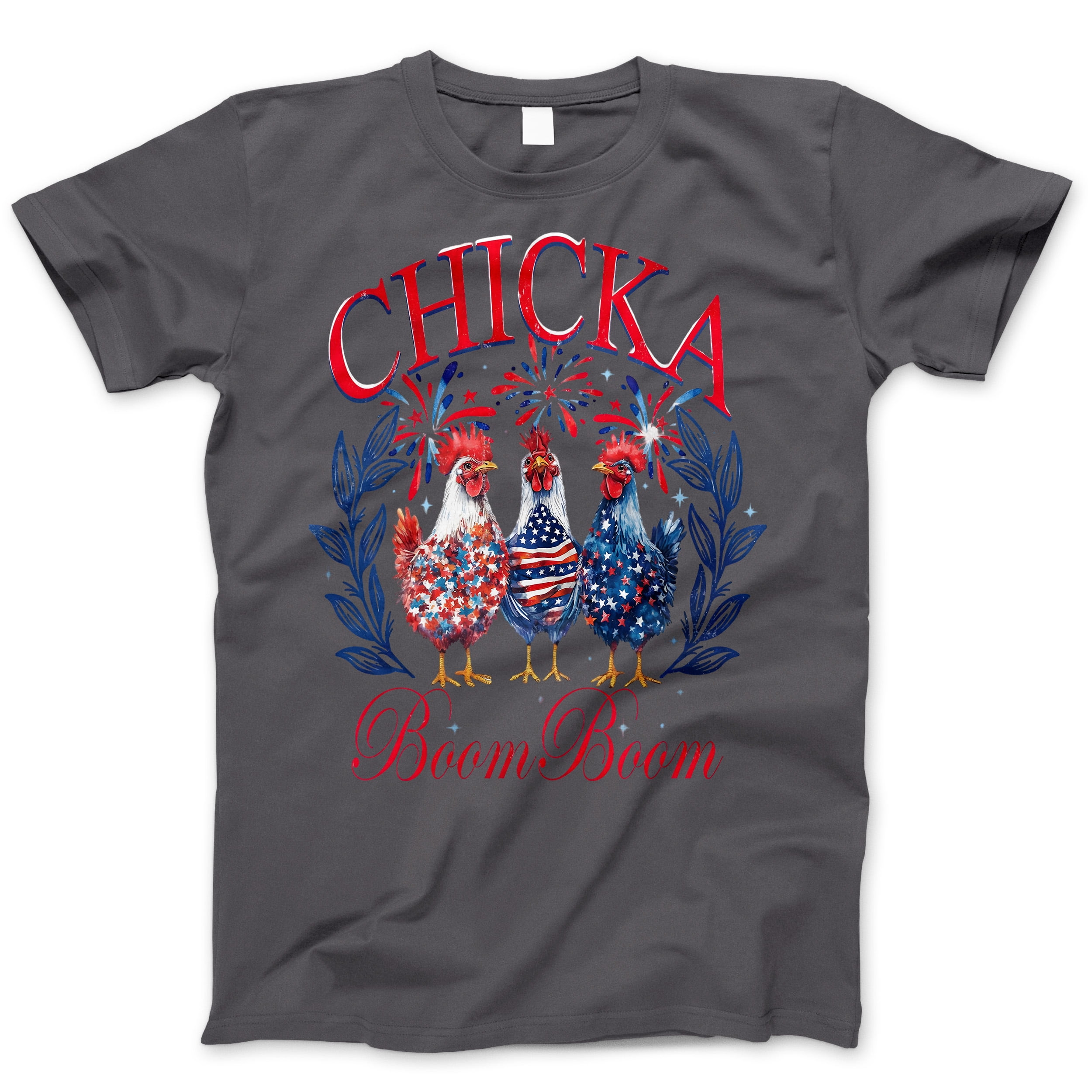 Chicka Boom Boom T-Shirt – Funny Patriotic Chicken Graphic Tee – 4th of ...