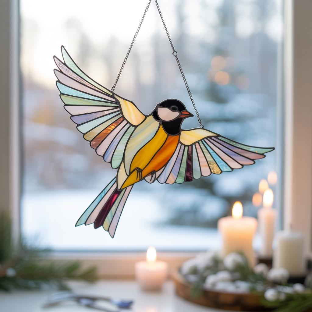 Chickadee Acrylic Suncatcher Bird Window Hanging, Chickadee Ornament ...