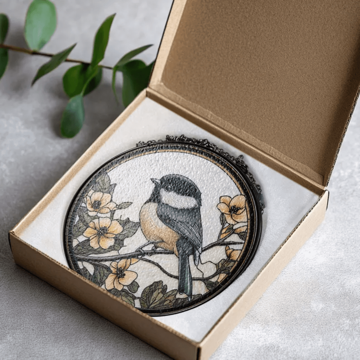 Chickadee Bird Stained Glass Suncatcher, Chickadee Lover Gift, Window ...