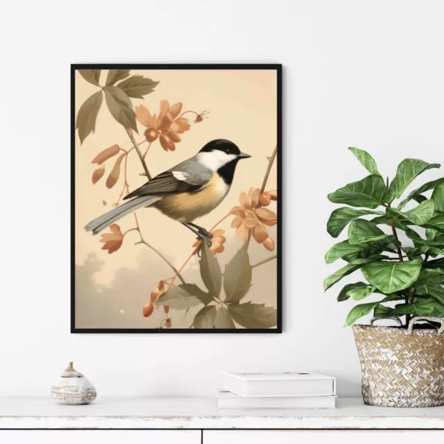 Chickadee Bird Vintage Art Print Poster Wall Art Painting NO FRAMED ...