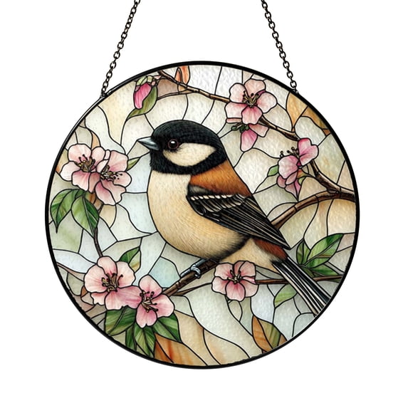 Chickadee Bird Window Hanging Acrylic Suncatcher Decor, Stained Glass ...