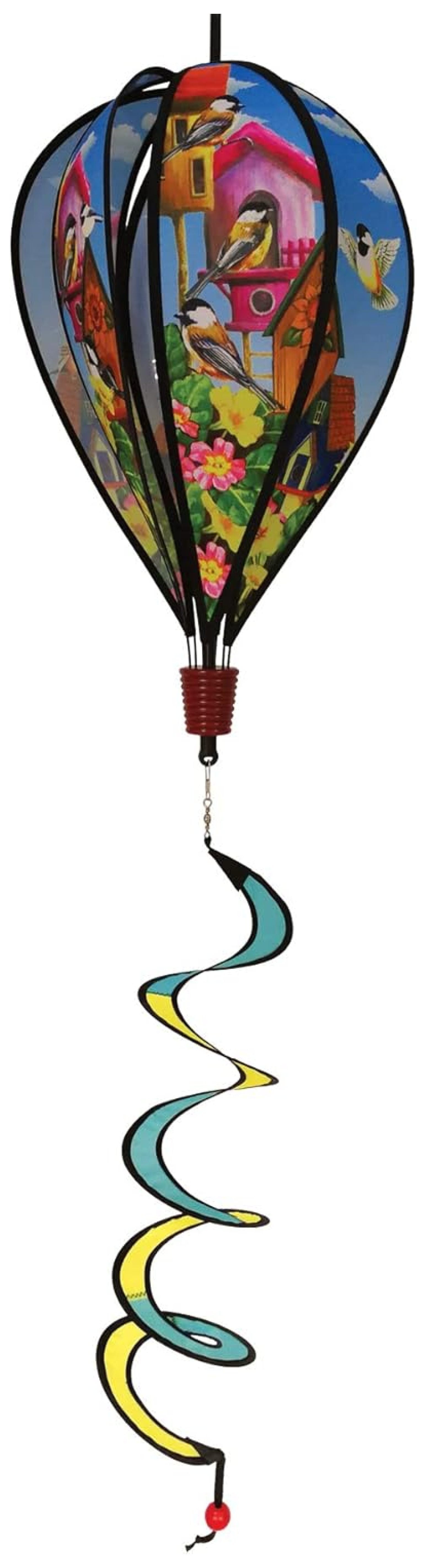 Chickadee Birdhouse 6-Panel Kinetic Hot Air Balloon Wind Spinner,12" W ...