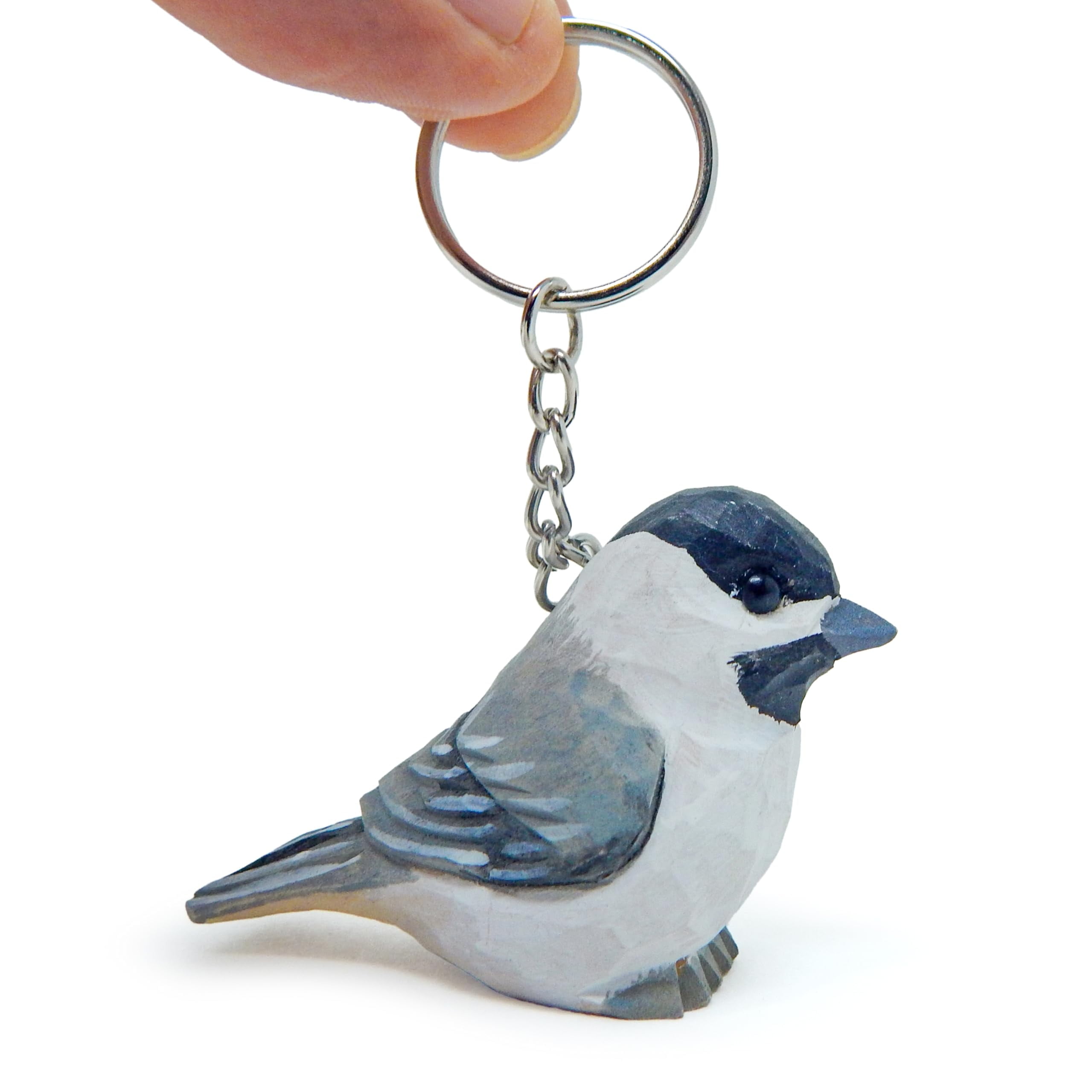 Chickadee Black-Capped Chick Tit Keychain Ring Clip Charm Bird ...