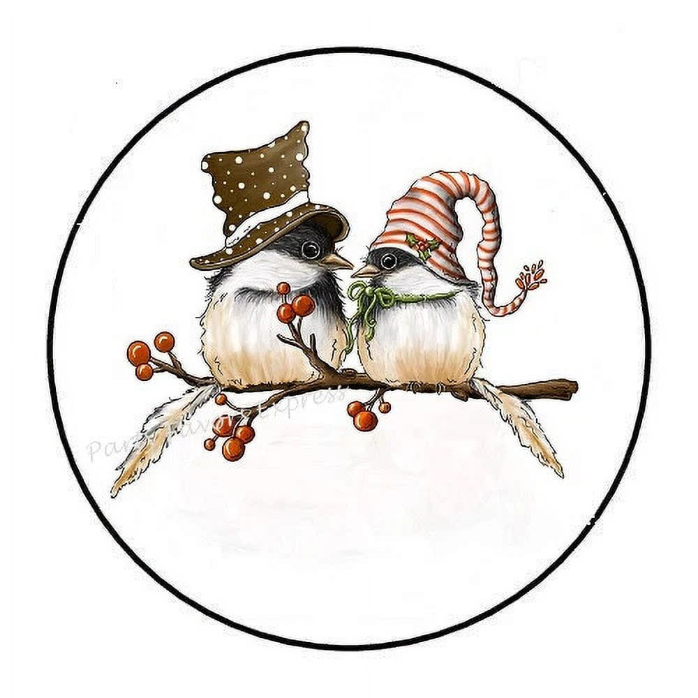 Chickadee Couple Bird On Branch Stickers Party Favors Phone Decal Water ...
