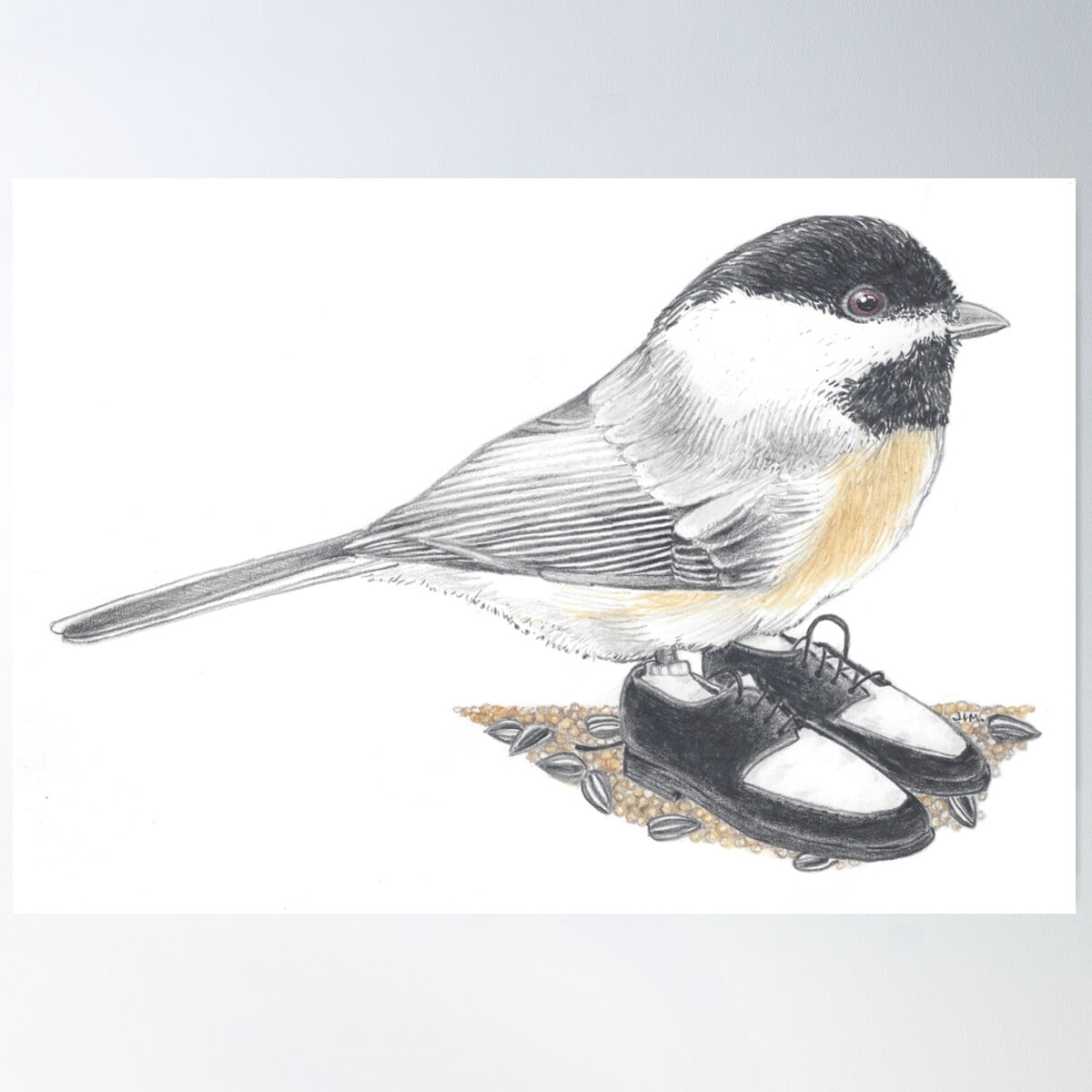 Chickadee In Retro Two Tones Poster Wall Art, Modern Wall Decor For ...