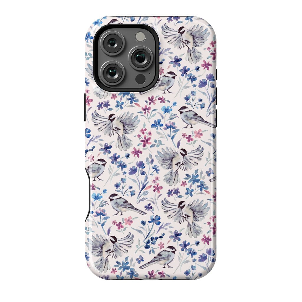 Chickadee Wildflower Garden Phone Case for iPhone 11 12 13 14 15 16 Pro ...