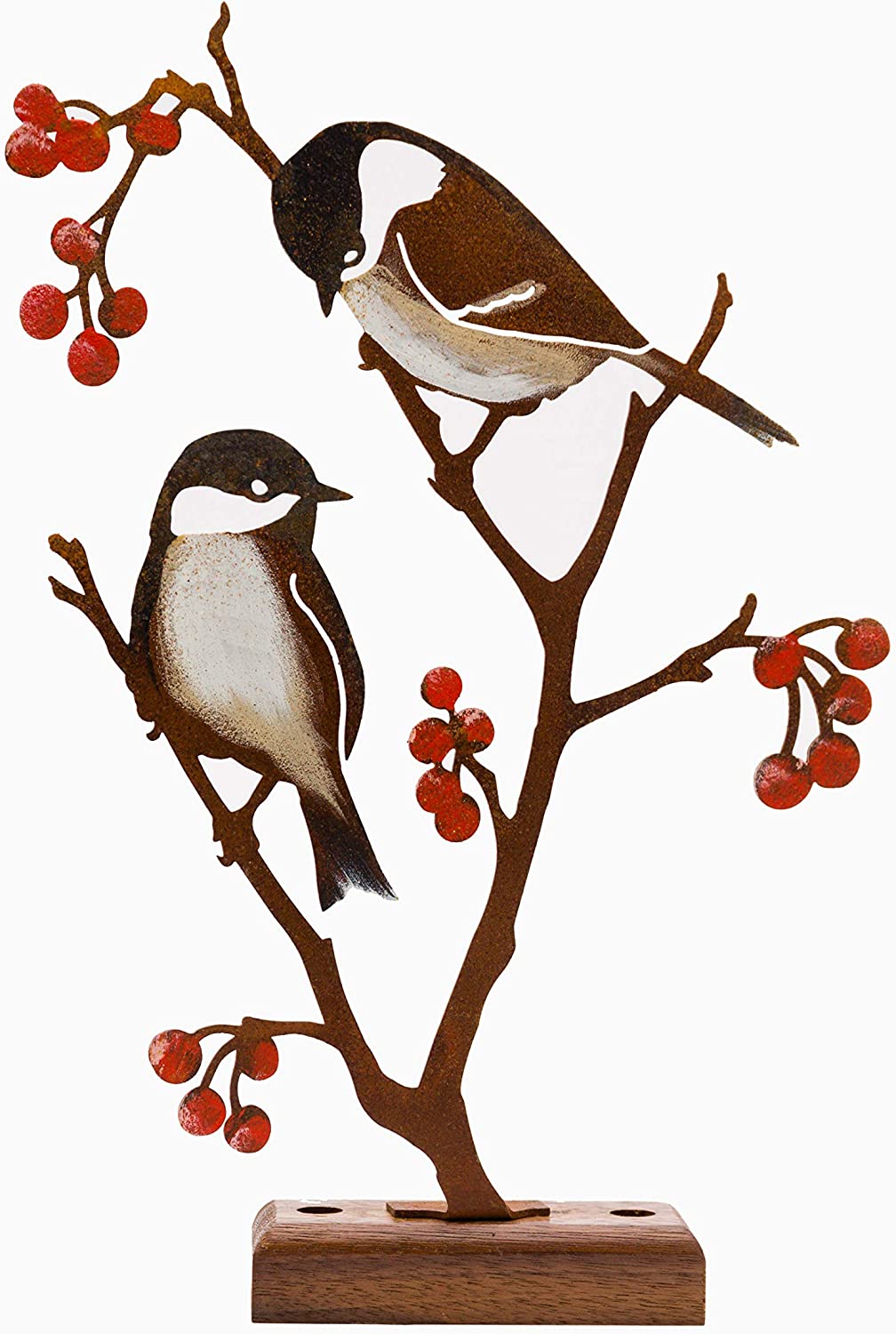 Chickadees & Berries Metal Silhouette Hand Painted | Mountable Art ...