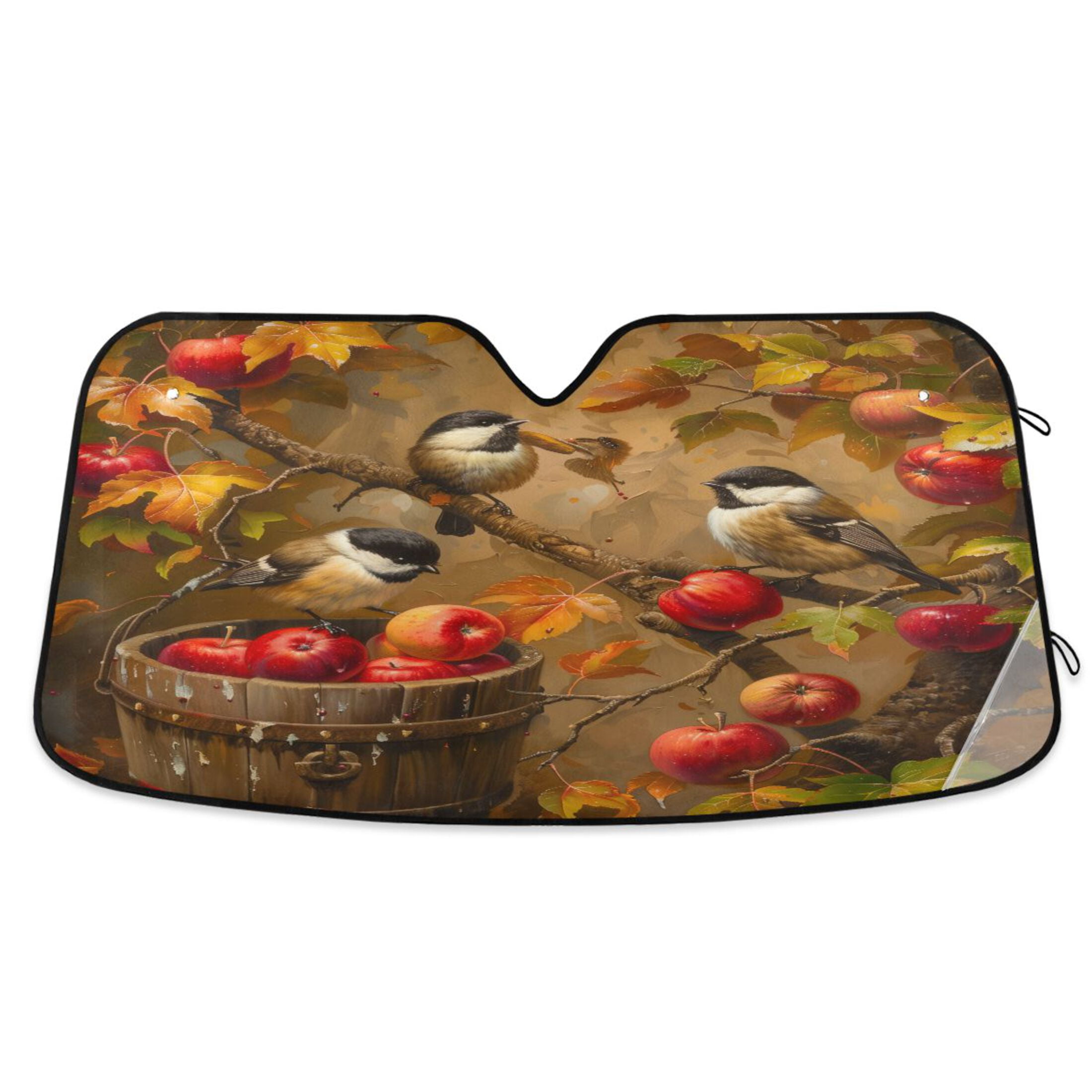 Chickadees Birds on Apple Tree Car Windshield Sun Shade Foldable Car ...