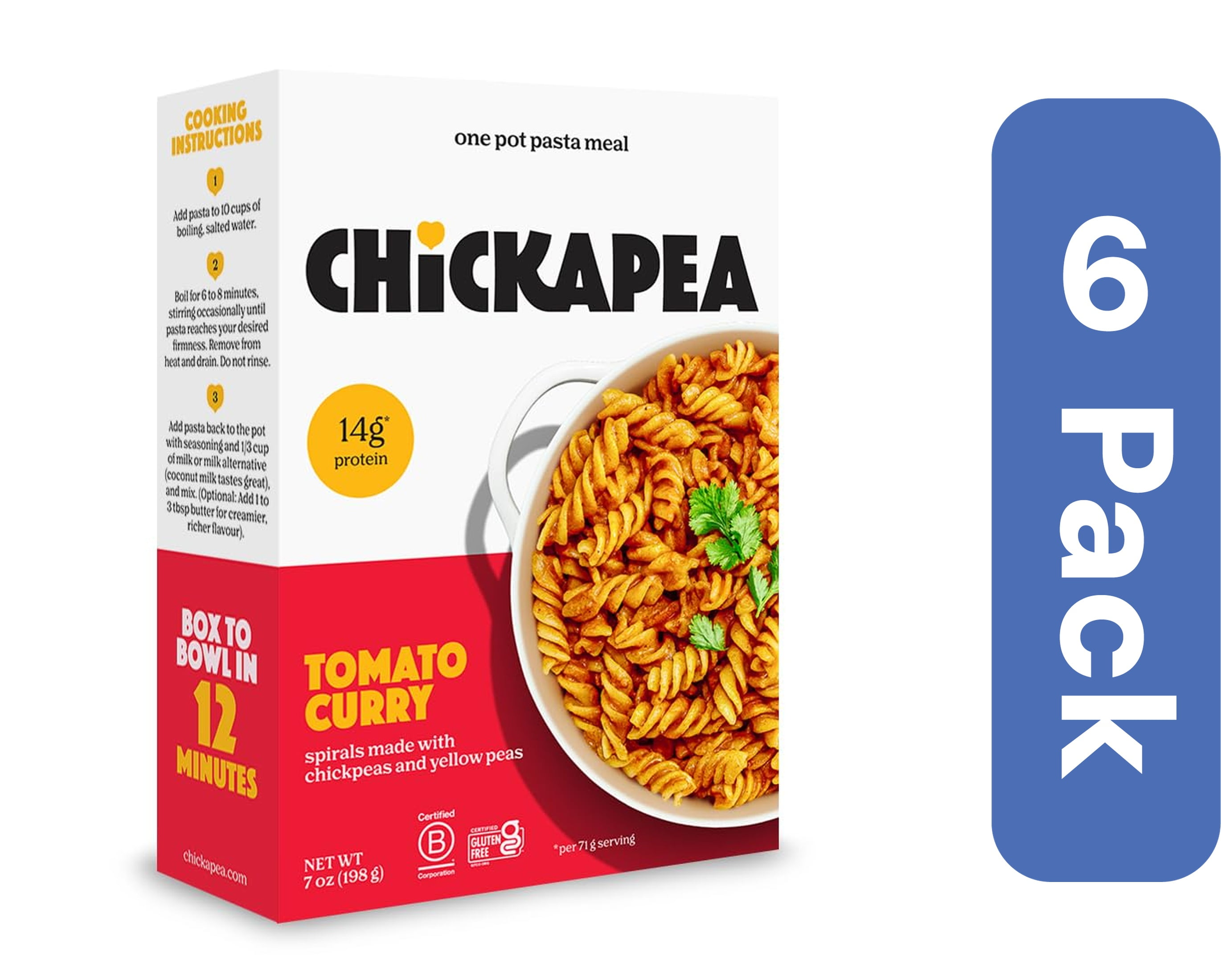 Chickapea Pasta Dish Tomato Curry 7 oz (Pack of 6) - Walmart.com